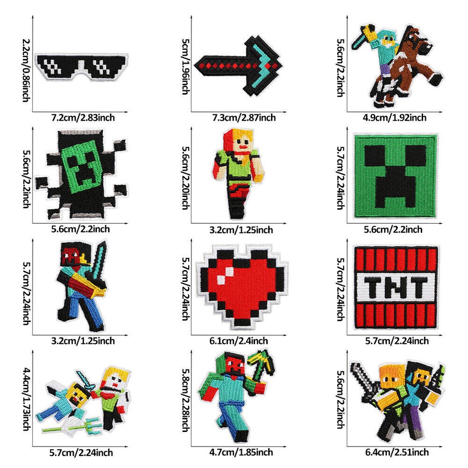 16pcs. set Minecraft Embroidery Applique Patch Sew Iron On Badge Decor ...