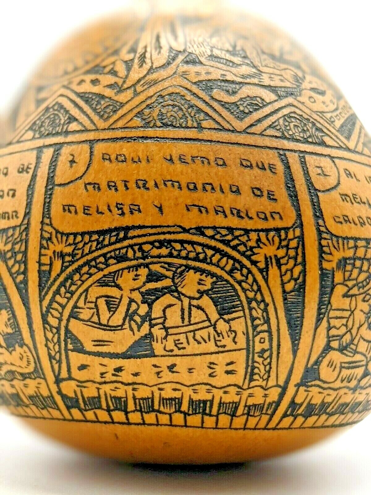 Vintage Hand Carved Peruvian Wedding Night Storyteller Gourd Shaker ...