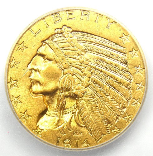 1914 Indian Gold Half Eagle $5 Coin - Certified ICG MS63 (UNC BU ...