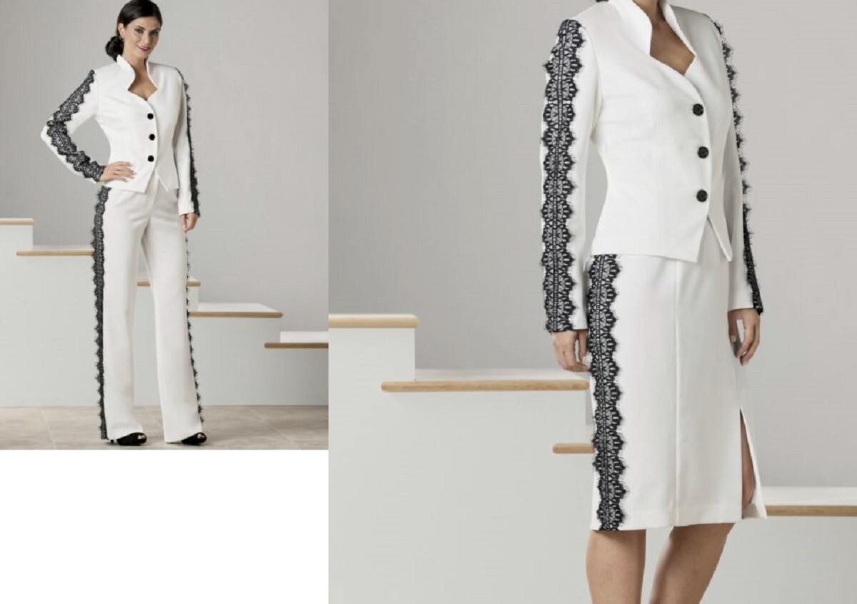 Women's Wedding party evening Business Lace Trim 3PC Wardrobe suit plus ...