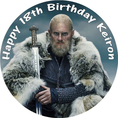 VIKINGS CAKE TOPPER PERSONALISED EDIBLE ROUND VIKINGS BIRTHDAY CAKE ...