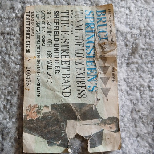 BRUCE SPRINGSTEEN CONCERT TICKET BRAMALL LANE SHEFFIELD 10TH JULY 1988 ...