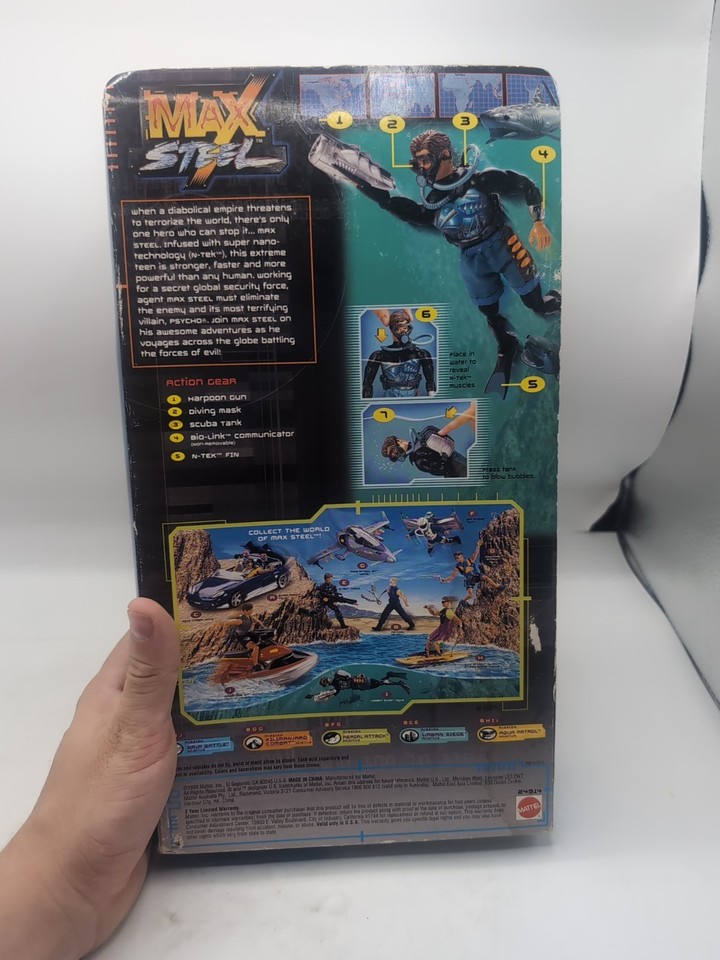 GI Joe Style Action Man Max Steel 1999 12" Combat Diver Figure Battle ...