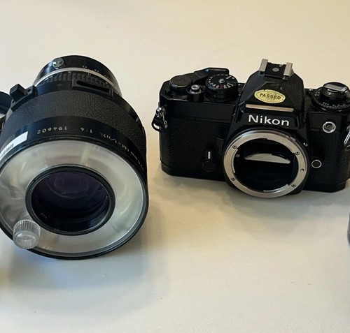 Nikon FE Black 35mm SLR Film Camera Medical Nikkor 120mm | eBay