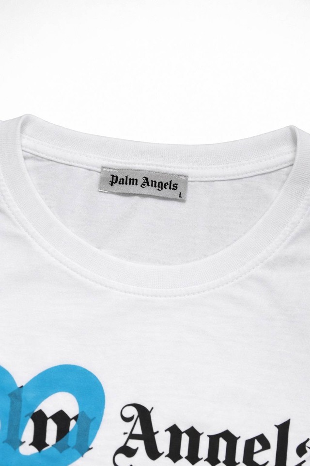 Palm Angels Blue Heart Paris Logo Tee | eBay UK