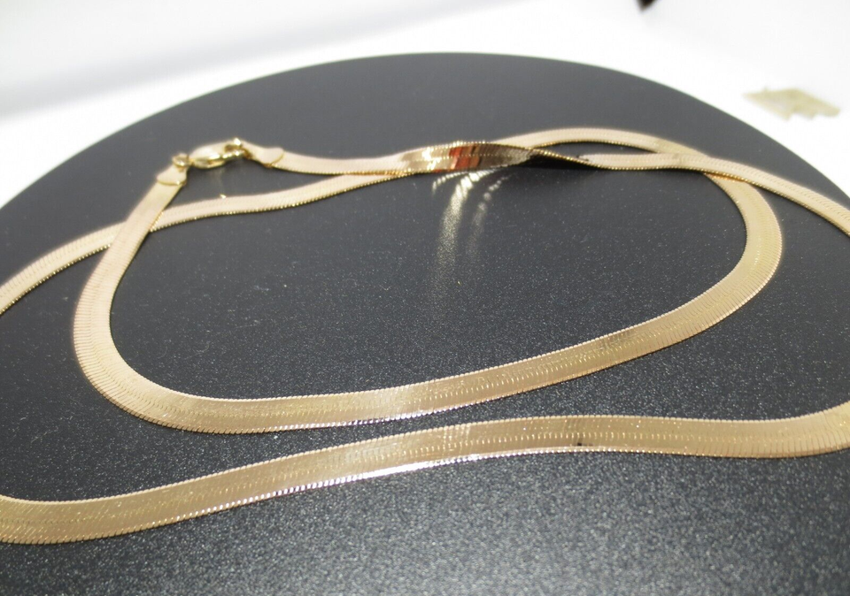 14K YG HB HERRINGBONE NECKLACE 24" LONG 4.74 MM WIDE 14.80 grams (AI ...