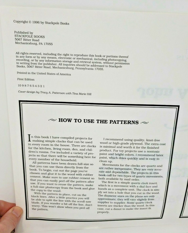 Stackpole Scroll Saw Pattern Book "Easy Clocks" Full-Size Designs John ...