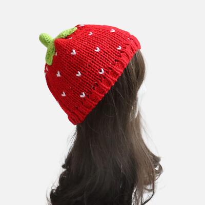 Sweet Strawberry Hat Decorative Female Crochet Comfortable Strawberry ...