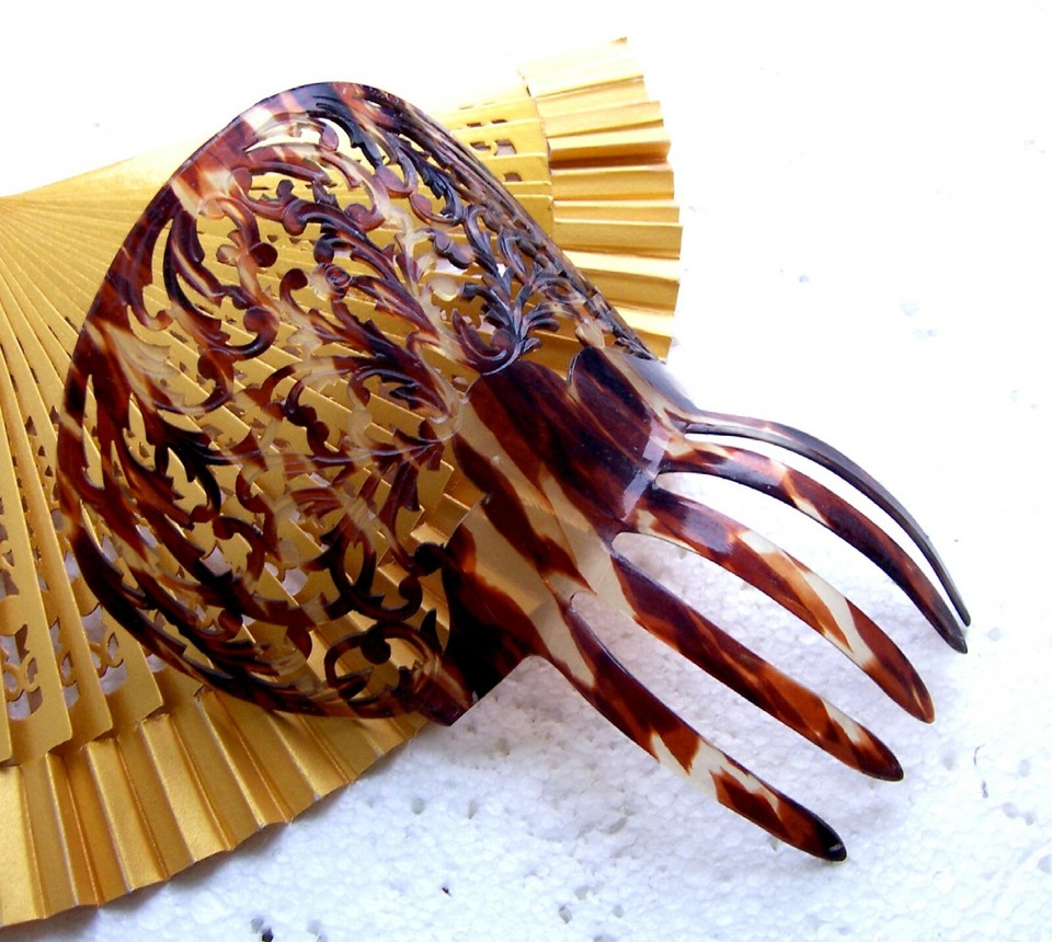 Spanish mantilla style hair comb faux tortoiseshell head piece ...