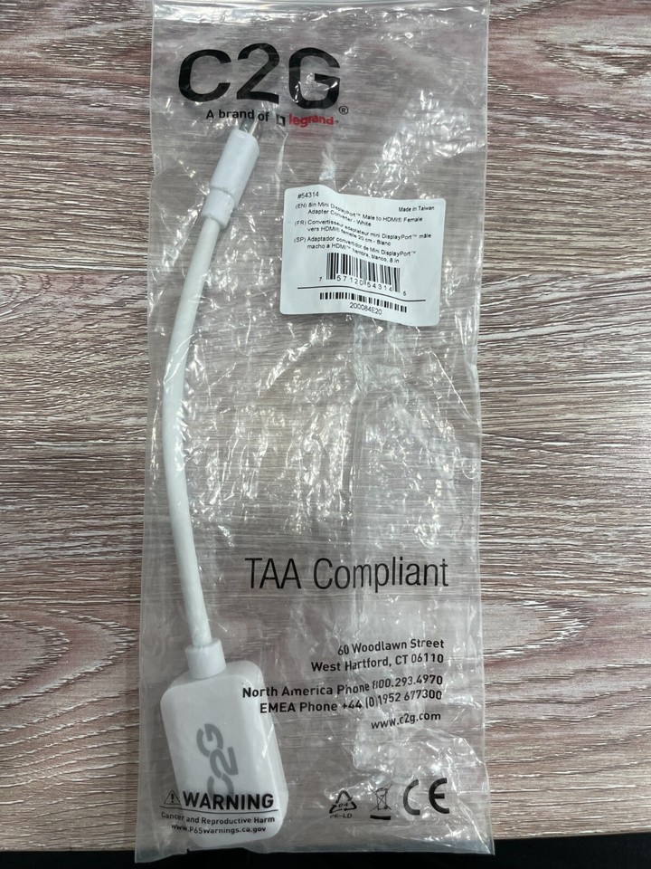 C2G 8in Mini DisplayPort Male to HDMI Female Adapter Converter - Box of ...