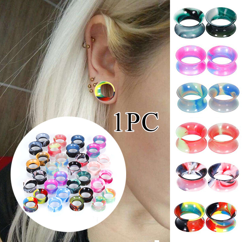 Pair Silicone Ear Skin Ear Tunnels Plugs Gauges Earskin Earlets Flesh ...