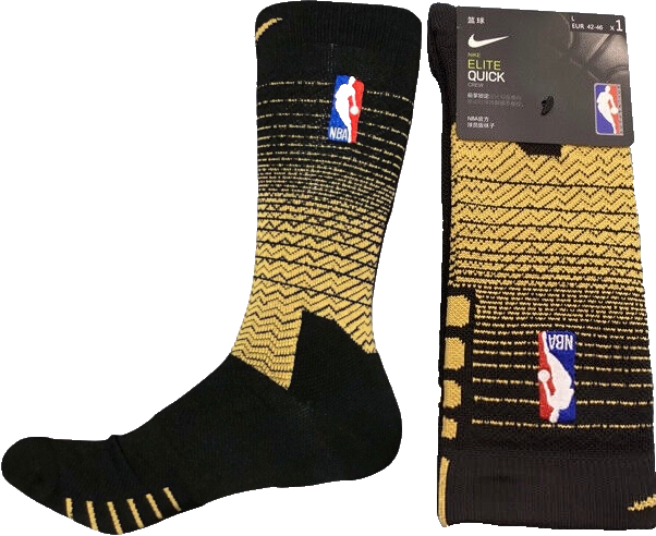 NBA Authentics Nike Elite Black Gold Men's L (9-12) Calf Socks SX5454 ...