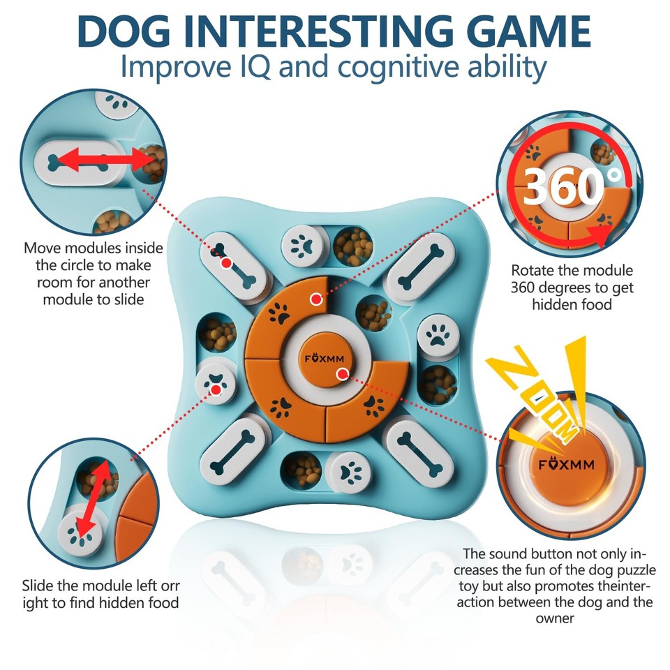 FOXMM Interactive Dog Treat Puzzle Toys for IQ Training & S-Level 2 ...