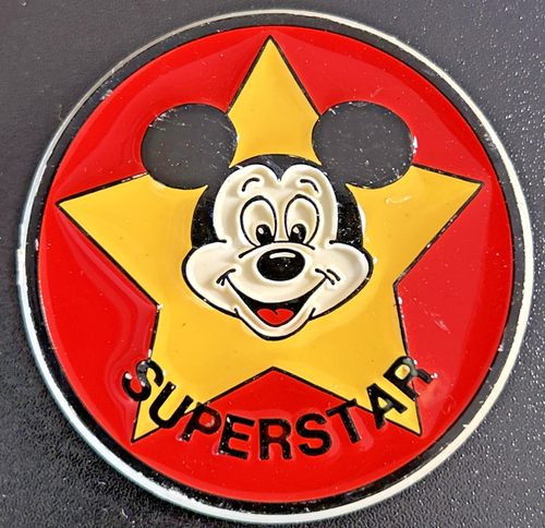 Disney Mickey Mouse Super Star Pin Vintage Monogram Plastic Resin Red ...