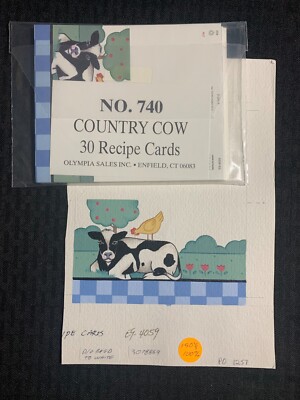 RECIPE CARD Country Cow with Chicken 7x10" Greeting Card Art #4059 w ...