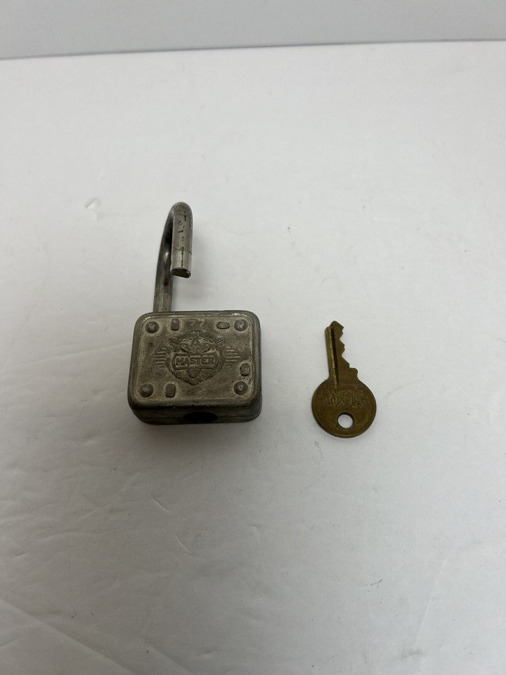 Vintage Embossed Lion Head Master Lock # 77 Padlock with Key USA- Works ...