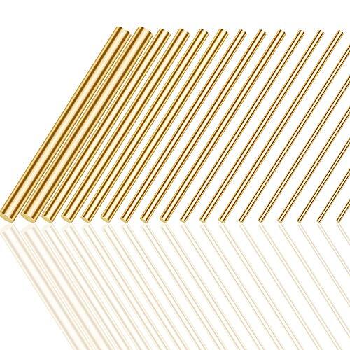 18Pcs Brass Solid Round Rod Lathe Bar Stock Assorted for DIY Craft Tool ...