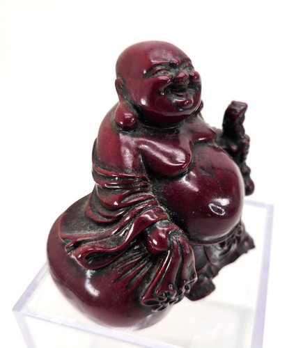 Laughing Buddha Figurine Dark Red Resin Statue Ornament 3" Tall je227 ...