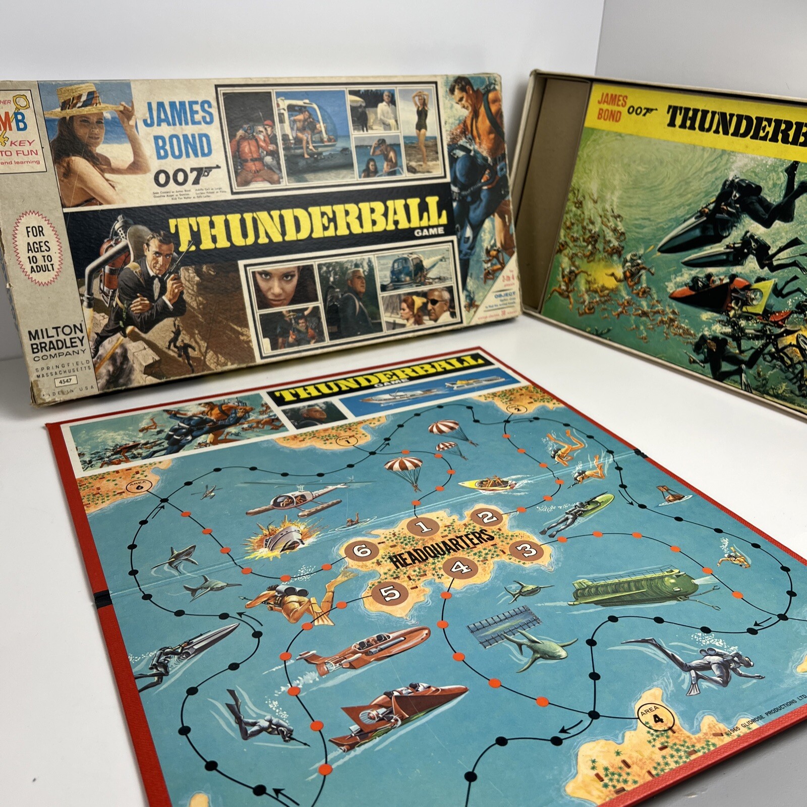 VINTAGE 1960s JAMES BOND 007 THUNDERBALL BOARD GAME Some Pieces Missing ...