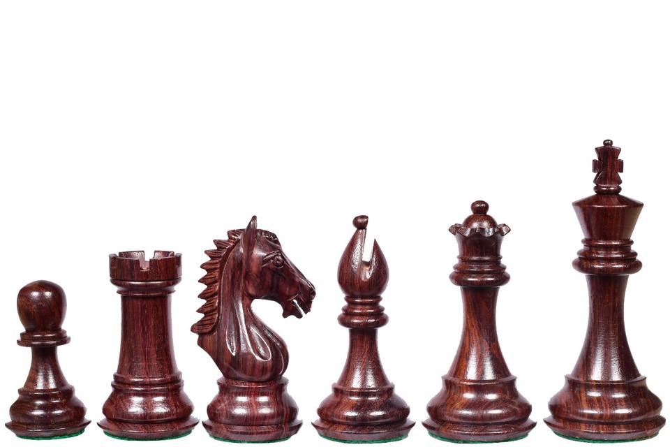 Derby Knight Staunton Weighted Chess Pieces in Rosewood & Boxwood - 4.1 ...