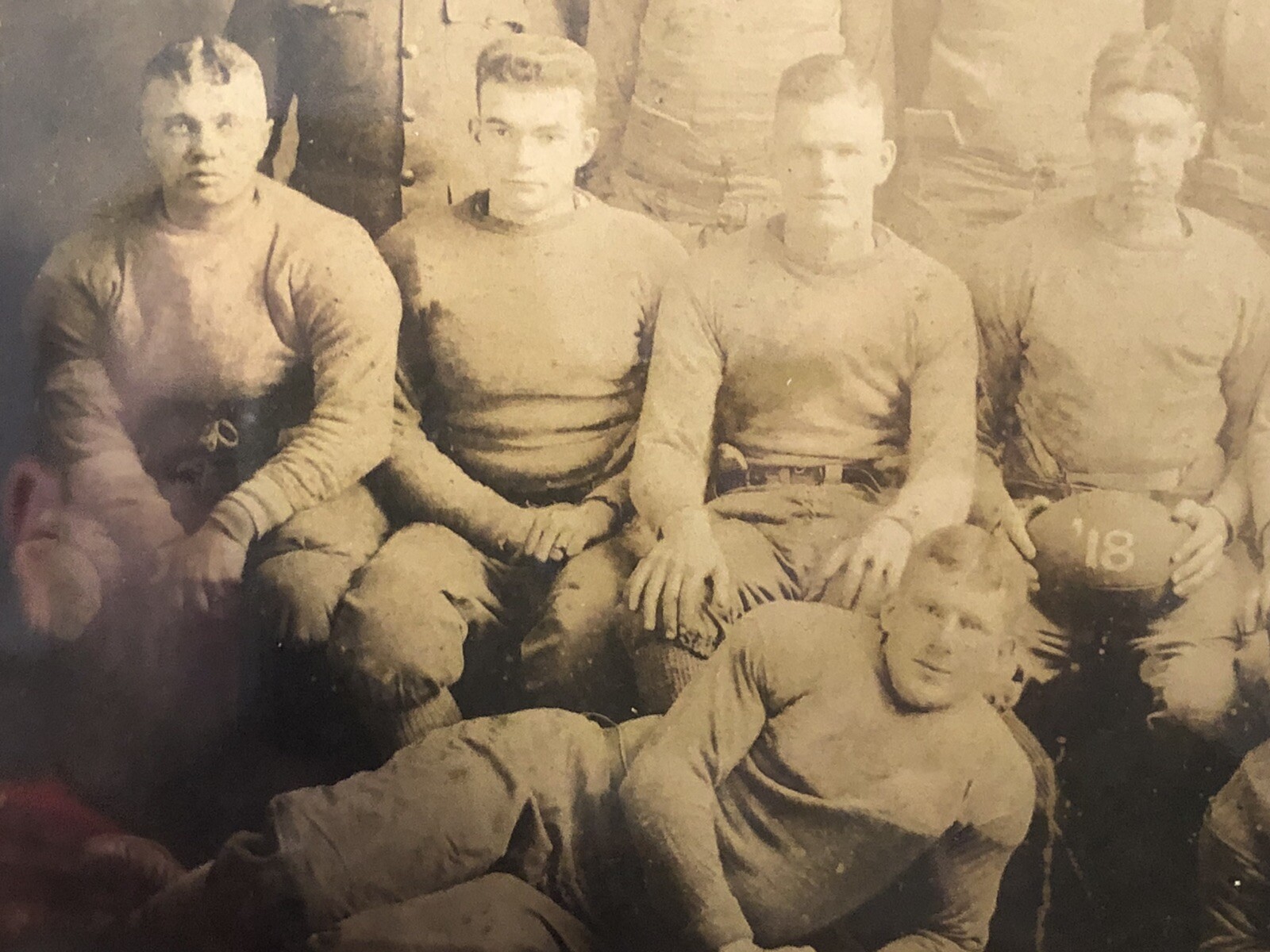 Antique Vtg 1918 Football Team Cabinet Photo Framed Football & Military ...