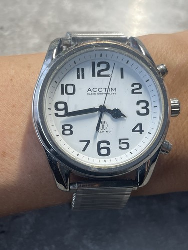 Acctim Men's Silver Tone Bracelet Radio Controlled Talking Watch 60553 ...