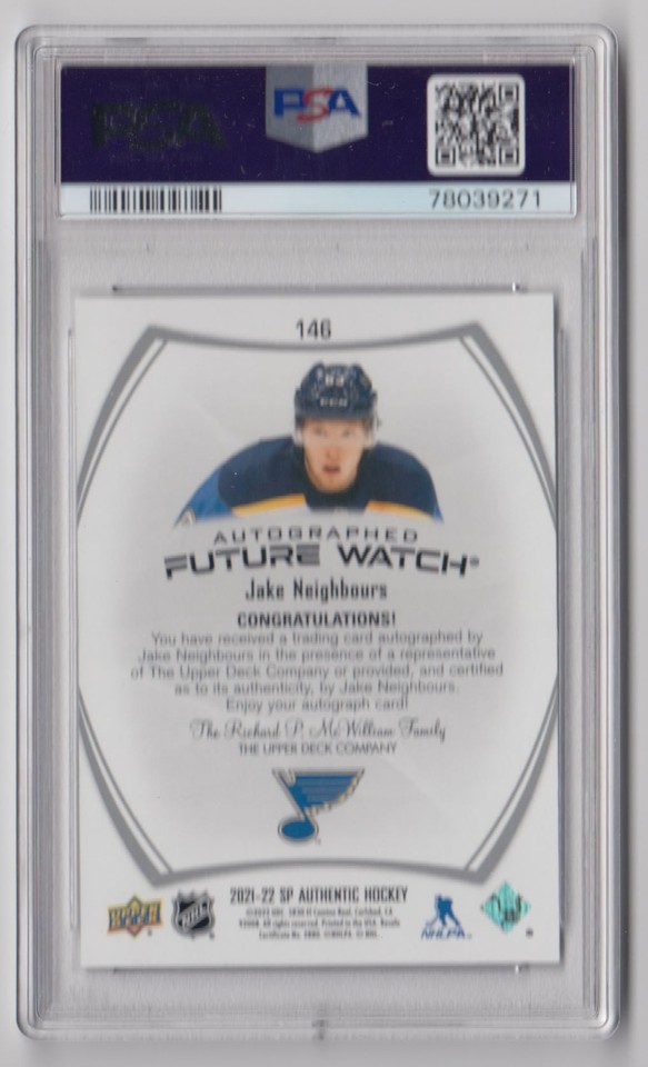 2021-22 SP Authentic Future Watch Autograph Jake Neighbours RC Auto ...