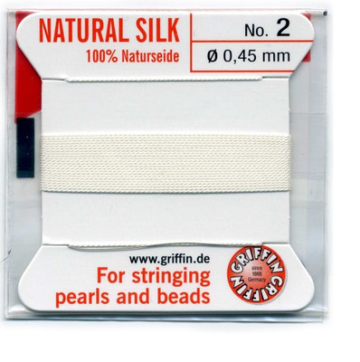 WHITE SILK STRING THREAD 0.45mm STRINGING PEARLS & BEADS GRIFFIN SIZE 2 ...