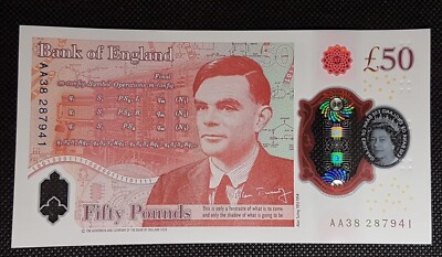 RARE AA38 287941 Alan Turing £50 Fifty Pound Note EXCELLENT ...