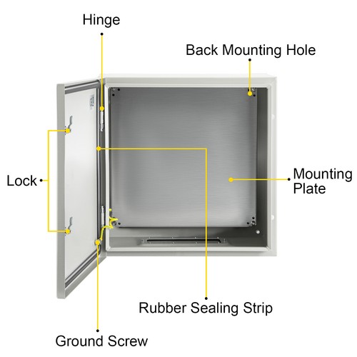 VEVOR 24x24x12'' Carbon Steel Electrical Enclosure IP65 Wall Mount ...
