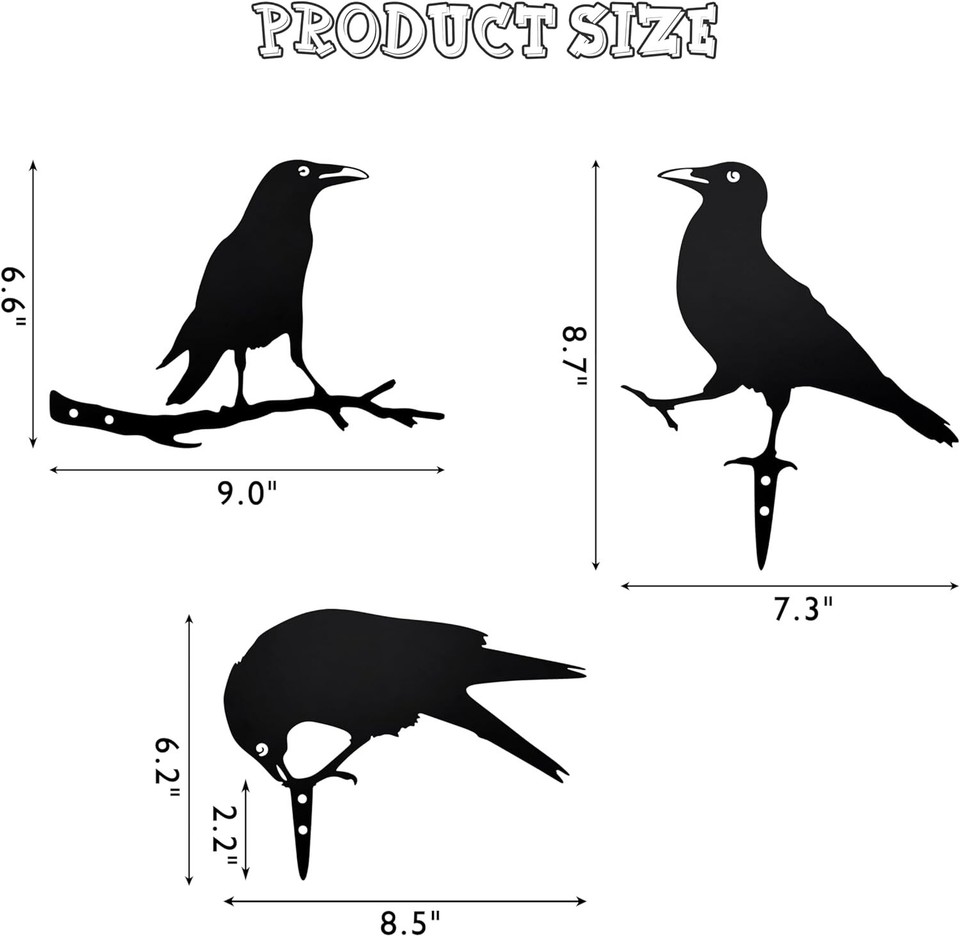 Black Metal Crow Wall Art Decor Unique Gothic Home Durable, | eBay