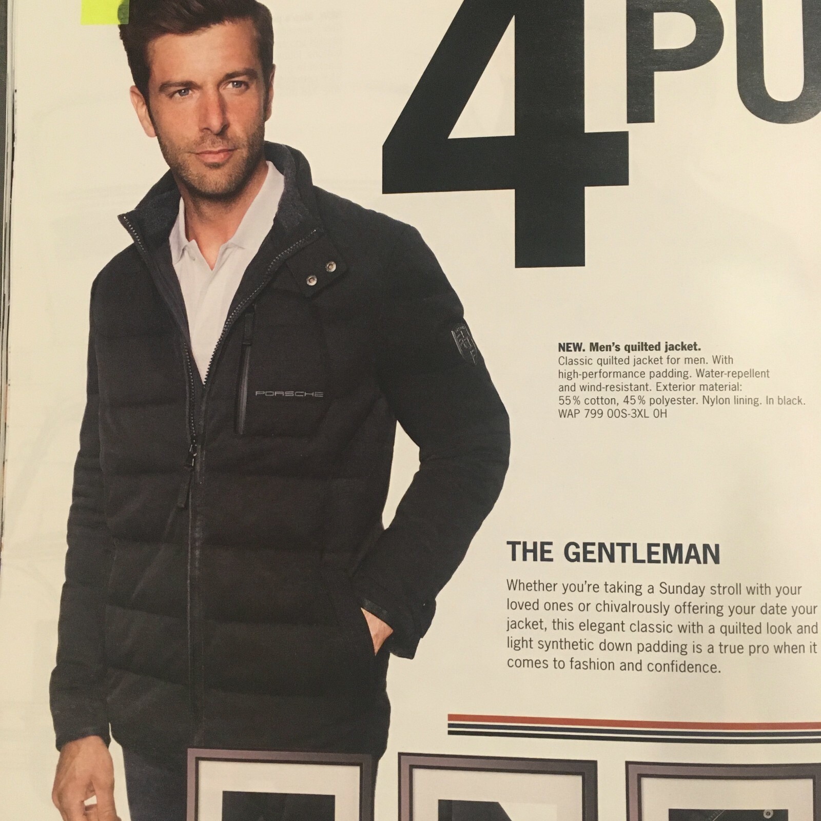 PORSCHE DESIGN "MEN'S ESSENTIAL COLLECTION" QUILTED JACKET COAT USA ...