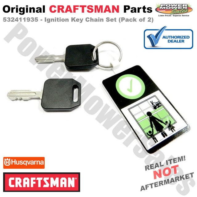 OEM Husqvarna 532411935 Ignition Key Set of 2 & Chain Fits Craftsman ...