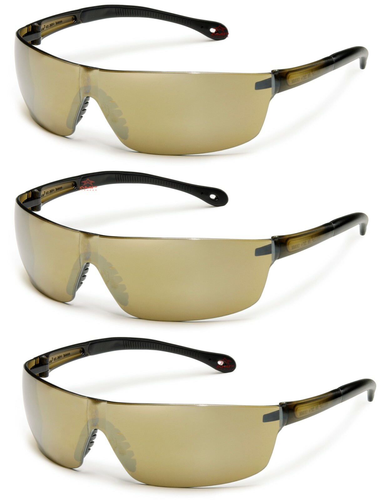 3 Pair/Pack Gateway Starlite Squared Mocha Mirror Safety Glasses ...