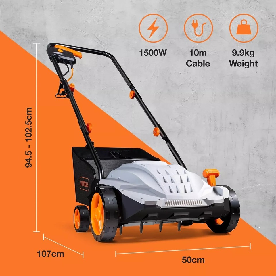 New 1500w 2 In 1 Garden Lawn Scarifier Grass Rake & Aerator 10m ...