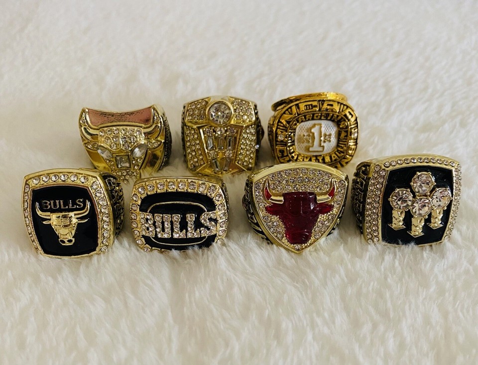 7 Pcs Chicago Bulls Michael Jordan Championship Ring Set with Case, 🇺🇸 ...