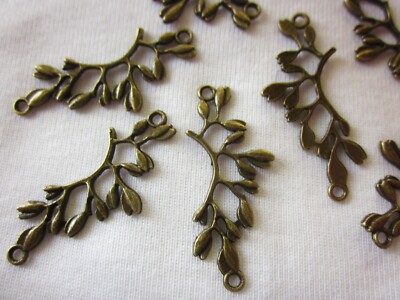 10 Flower Bud Connectors 38mm x 18mm Antique Bronze Coloured #0775 Aus ...
