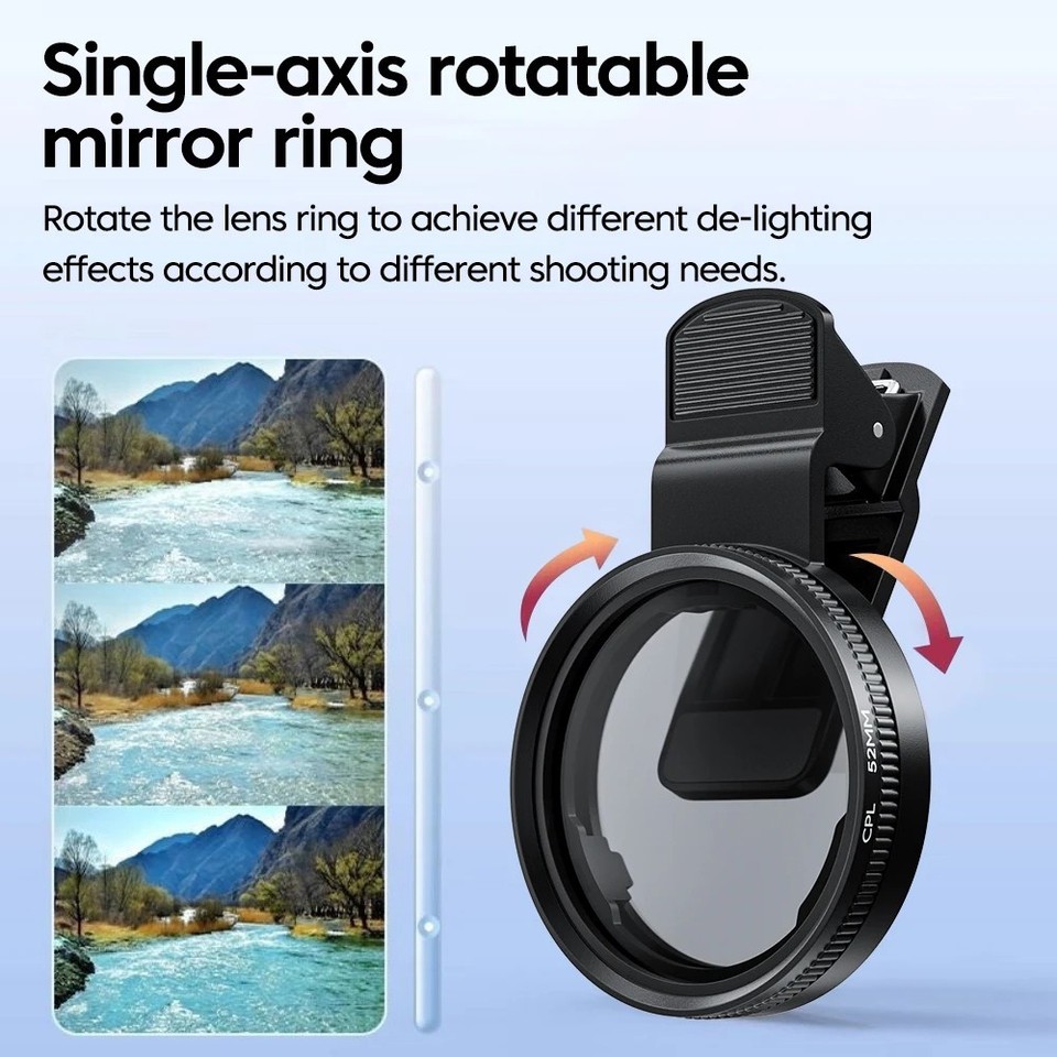 Clip-on 52mm CPL Filter Polarizing for Phone Universal Circular ...