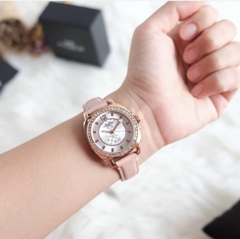 NWB 14503151 AUTHENTIC Coach Rose Gold Swarovski Crystal Woman Pink ...