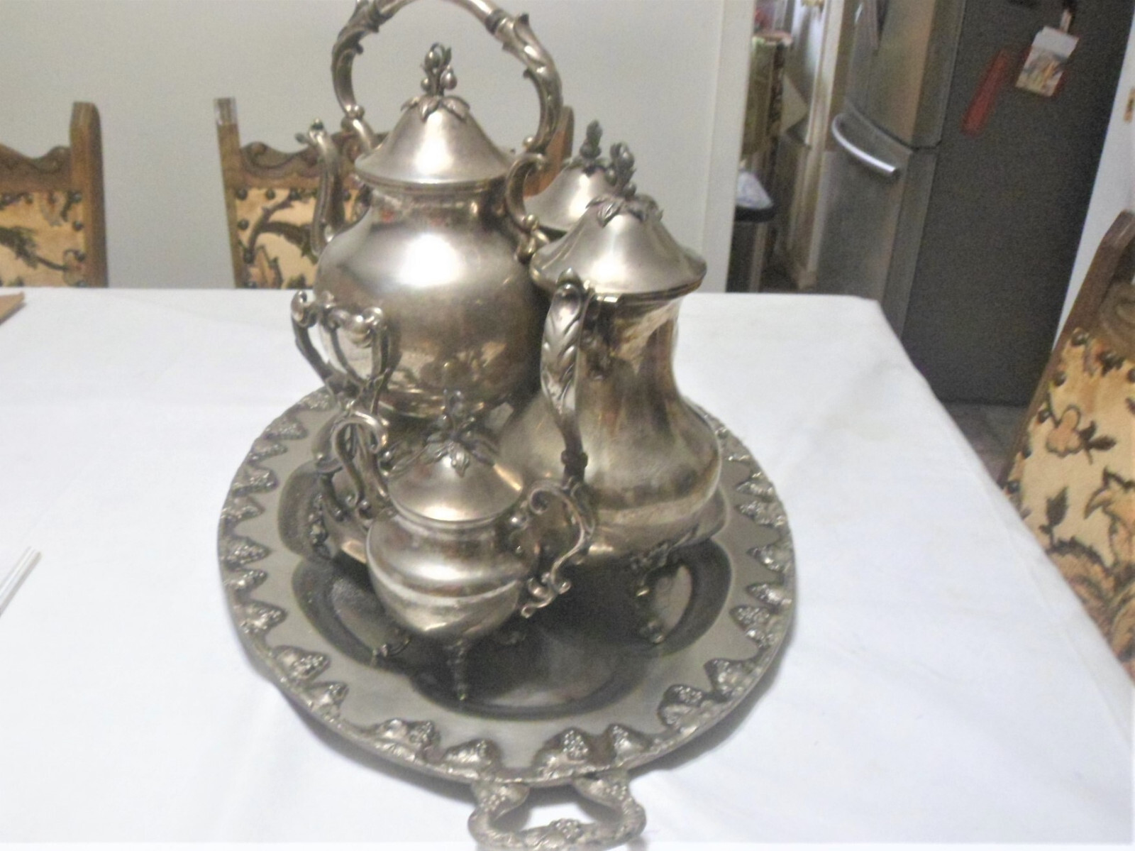 Monumental 1930s Goldfeder Silver on Copper 7 piece Tea & Coffee ...