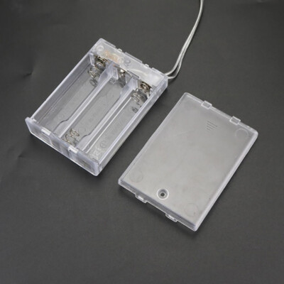3 x AA Battery Holder Box Case Transparent Clear Enclosed With On/Off ...