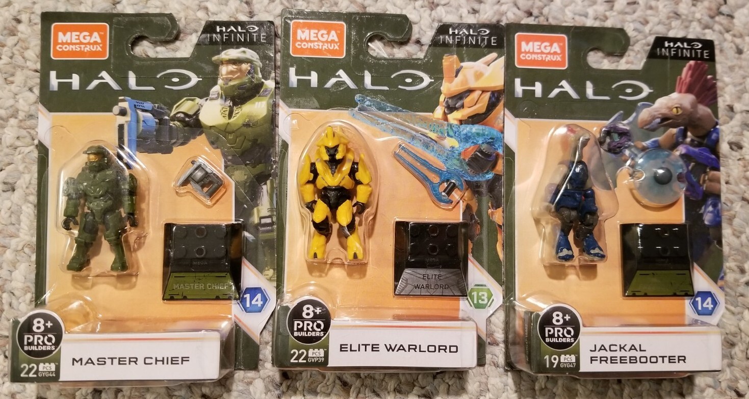 MEGA CONSTRUX HALO HEROES SERIES 1 ELITE WARLORD JACKAL FREEBOOTER & MC ...