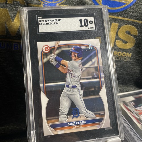 2023 Bowman Draft Max Clark 1st Paper Prospect #BD-76 SGC 10 GM Tigers ...