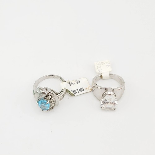 Vtg 2 pc Ring Lot Wearable with Damage Cubic Zirconia Rings Jewelry Sz ...
