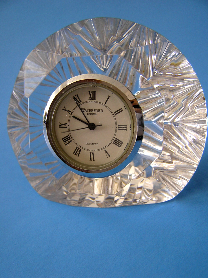 Waterford Crystal Quartz Desk Clock with Roman Numerals on its Face 3"H ...