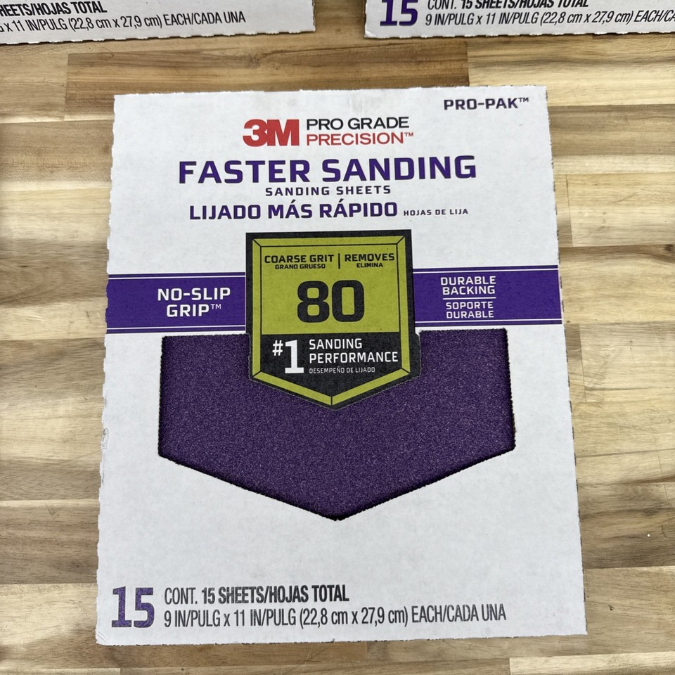 Lot Of 5 X 15 Sheets 3M Precision Sandpaper Sheet Coarse 80-Grit 9" x ...