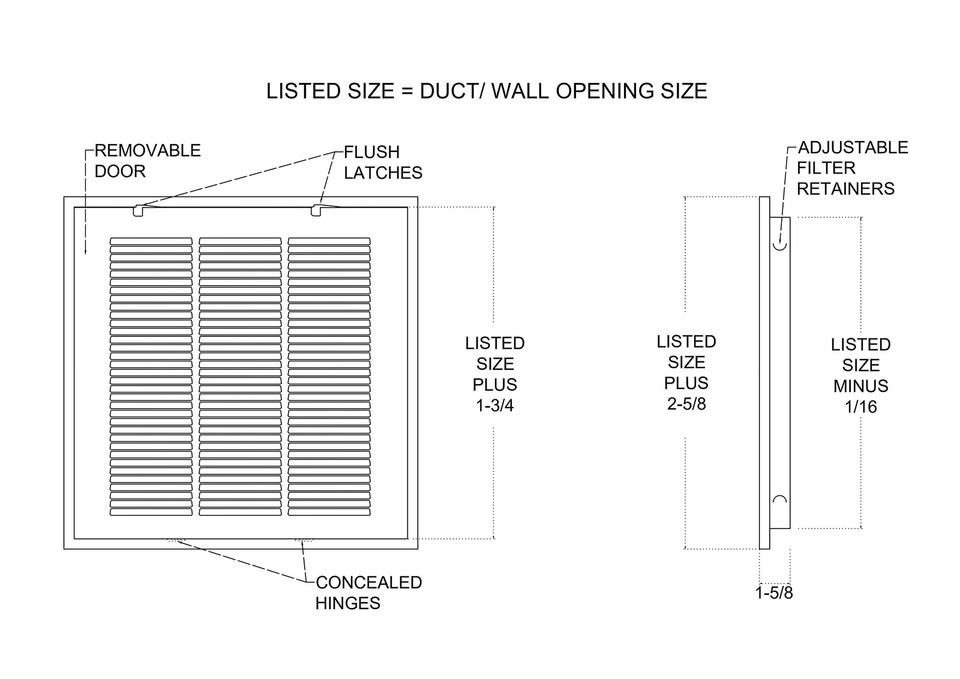 Fits 20x30 Duct Opening | Steel Return Air Filter Grille by [Removable ...