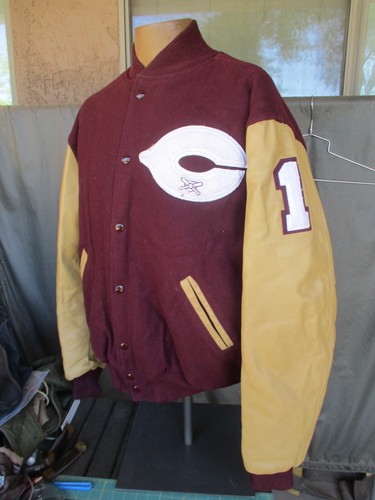 Vtg Letterman, Varsity Baseball Jacket with Leather Sleeves, XL, Maroon ...
