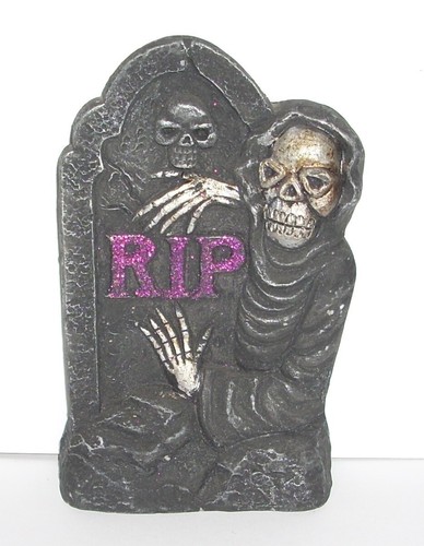 Vintage Ceramic Headstone RIP Grim Reaper Halloween Decor 6" Tall ...