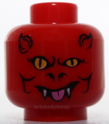 Lego Red Head Alien Devil Horns Yellow Eyes White Fangs and Bright Pink ...